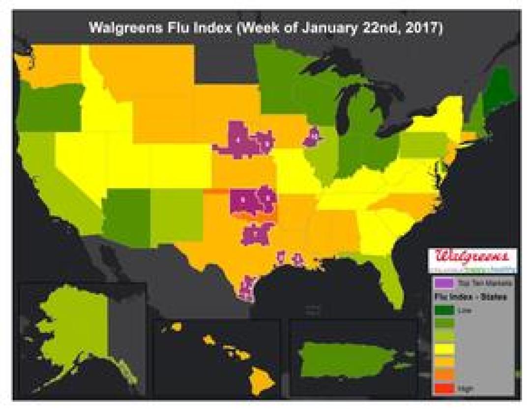 Walgreens Flu Index™ for Week of Jan. 22, 2017 | Walgreens Boots Alliance