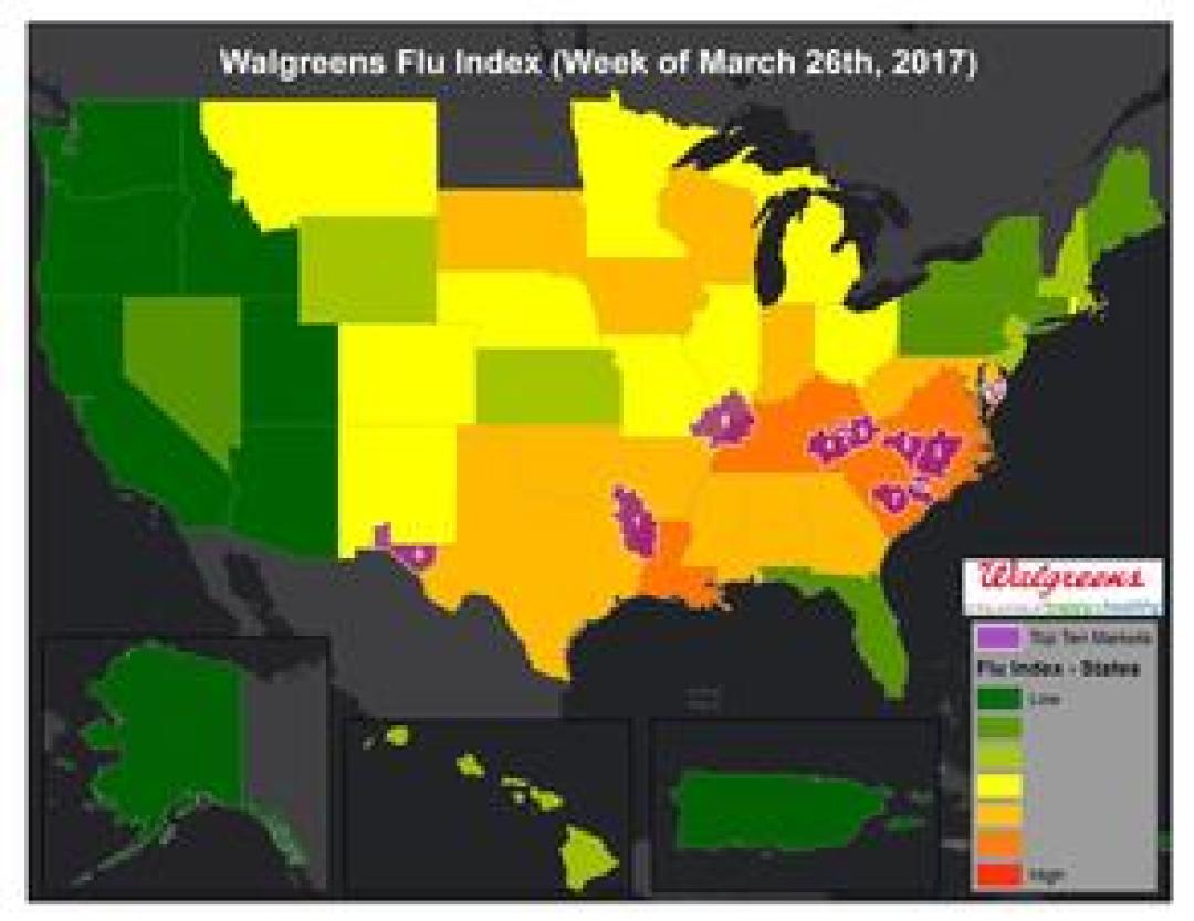 Walgreens Flu Index™ for Week of March 26, 2017 | Walgreens Boots Alliance